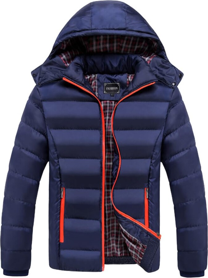 Vagbalena Men's Hooded Winter Coat Warm Puffer Jacket Thicken Cotton ...
