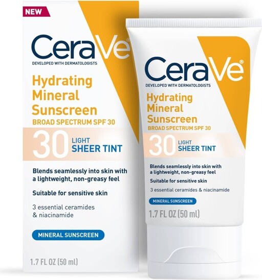 CeraVe Hydrating Mineral Sunscreen Face Sheer Light Tint - SPF 30 - 1.7 fl oz - ShopStyle