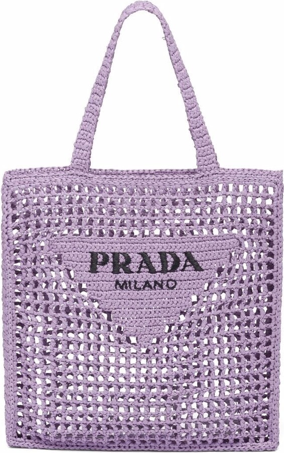 Prada Woven-Logo Raffia Tote Bag - ShopStyle