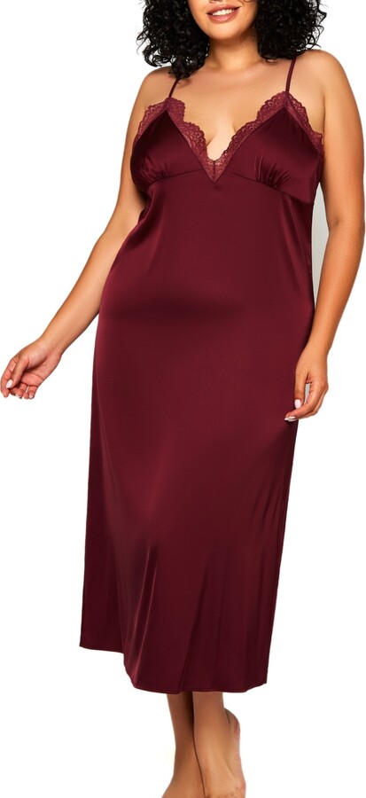 iCollection Plus Size Tania Elegant Soft Scalloped Lace and Satin Gown ...