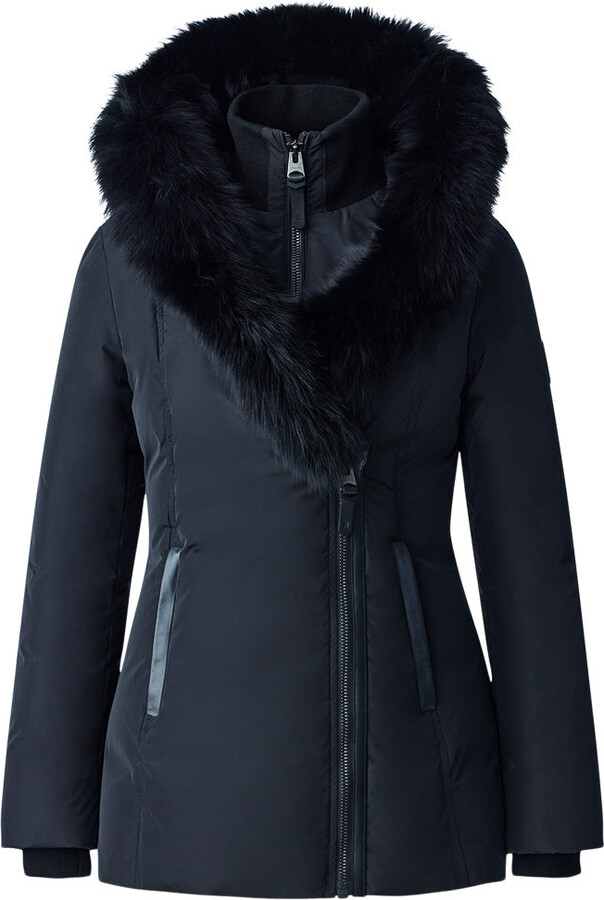 Mackage Adali Down Coat With Blue Fox Fur Signature Collar - ShopStyle