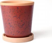 casa atlantica Splashed planter red/ green and blue dots with saucer ...
