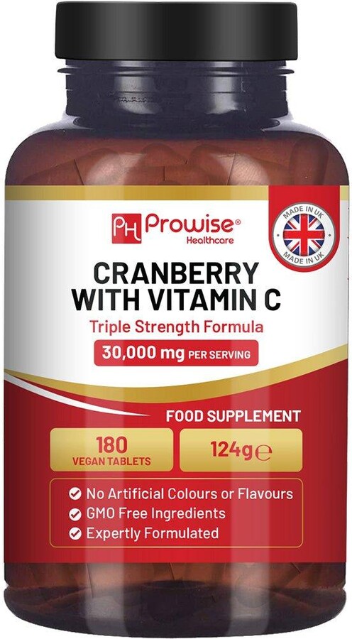 Prowise Healthcare Cranberry 30,000mg Added with Vitamin C 180 Vegan ...