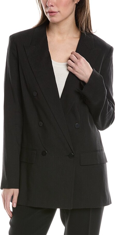 Theory Double-Breasted Linen-Blend Blazer - ShopStyle