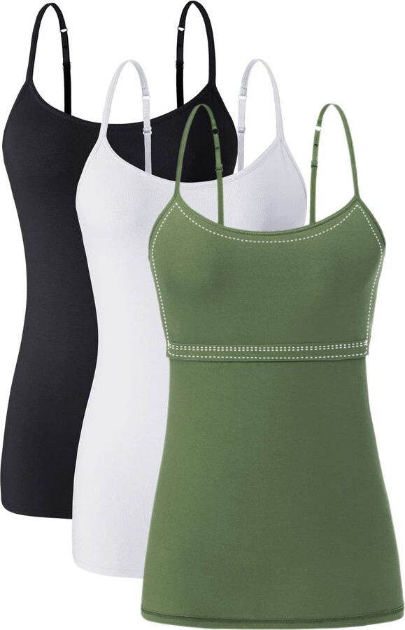Ymmchy Cotton Camisoles for Women Tank Tops with Shelf Bra Spaghetti ...