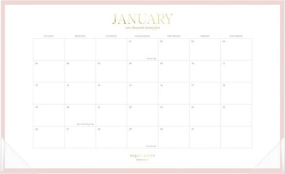 Sugar Paper Essentials 2025 Monthly DeskPad 10.875"x17.75" Pink ...