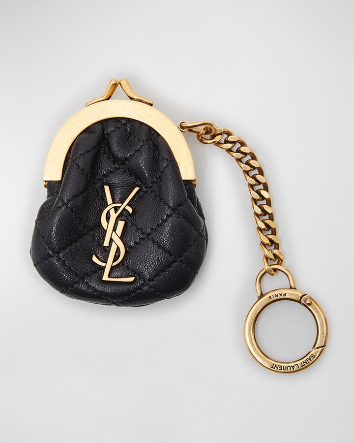 Saint Laurent Mini Quilted Pouch Keyring Charm - ShopStyle