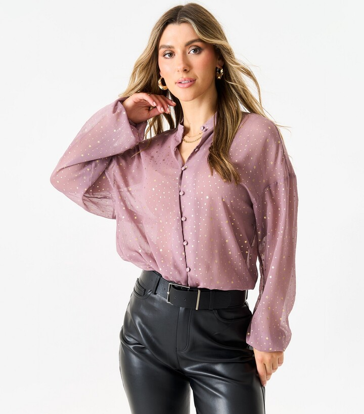 Women's Mink Star Print Chiffon Blouse Gini London - ShopStyle