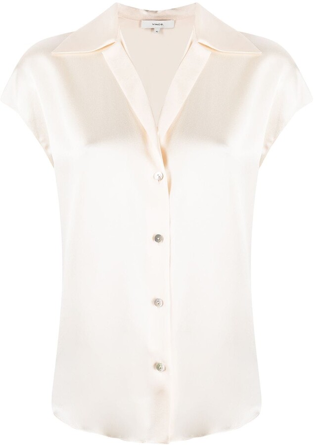 Vince Short-Sleeve Silk Blouse - ShopStyle
