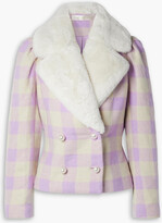 LoveShackFancy Dumont double-breasted faux fur-trimmed checked tweed jacket - ShopStyle