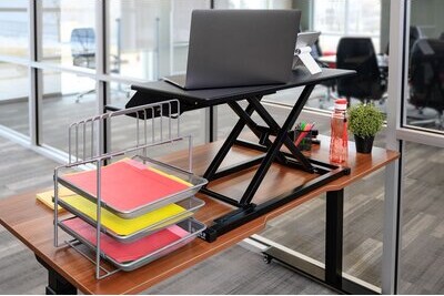 Latitude Run 2-Tier Height-Adjustable Pneumatic Lift Standing Desk ...
