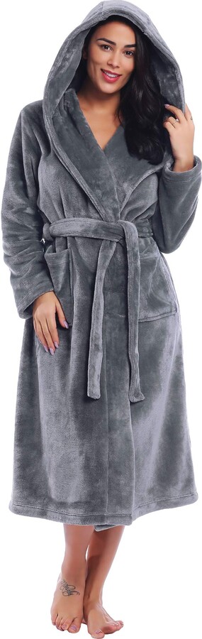 Amorbella Robe for Women with Hood Fluffy Dressing Gown Long Thick ...
