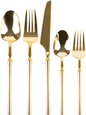 Ecoquality Modern Gold Disposable Plastic Dinner Forks Infinity ...
