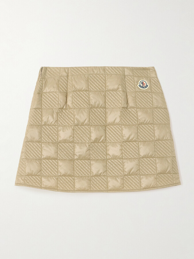 Moncler Quilted Appliquéd Shell Mini Skirt - Brown - ShopStyle