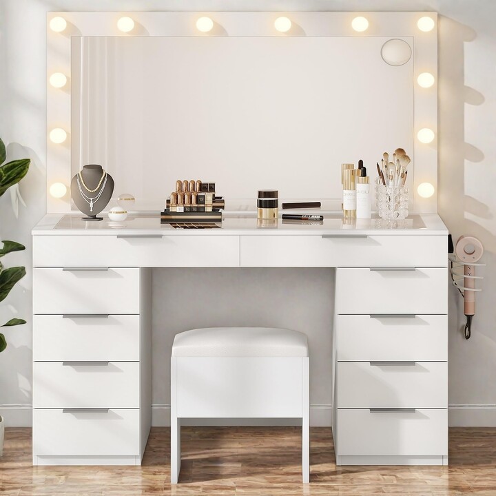 YITAHOME Makeup Vanity Desk with Large Mirror - ShopStyle Bedroom