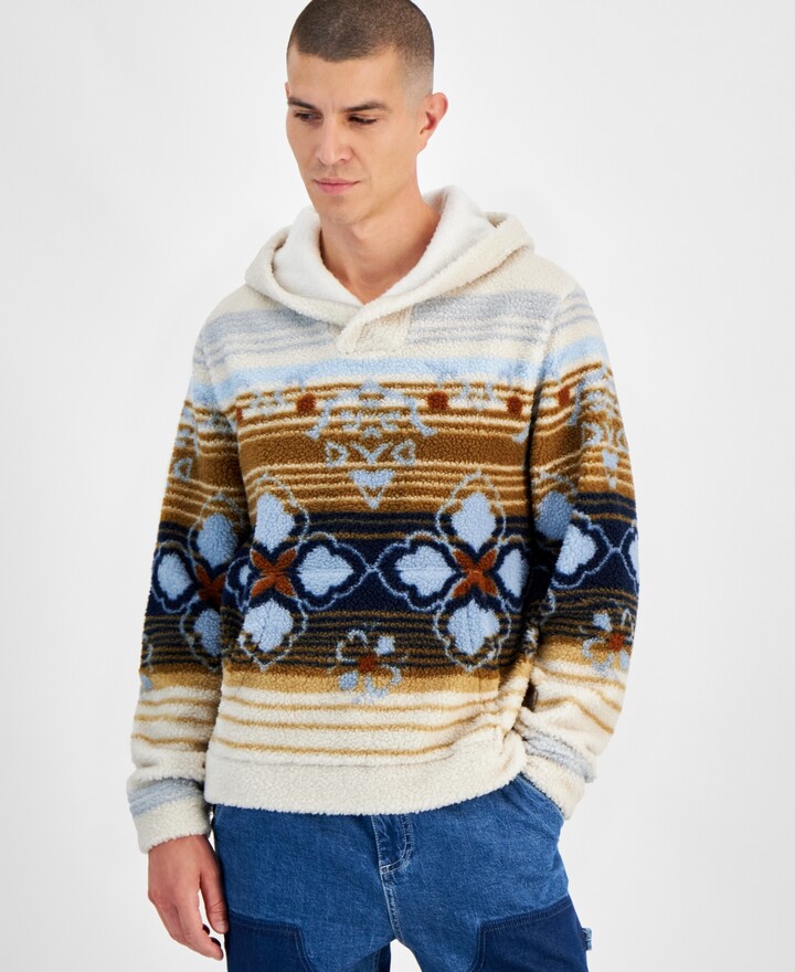 Sun + Stone Men's Tate Geo Stripe-Print Fleece Hoodie, Created for Macy ...