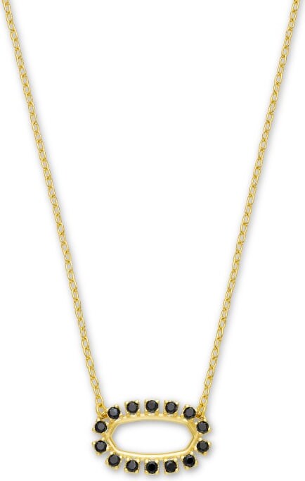 Kendra Scott Elisa Gold Open Frame Pendant Necklace in Black Spinel ...