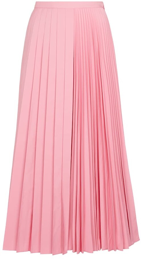 Valentino Pleated micro faille midi skirt - ShopStyle