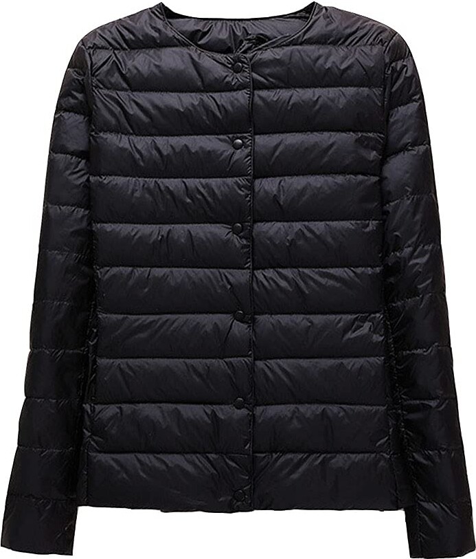 GUOCU Ladies Autumn Winter Collarless Plain Down Jacket Lightweight ...