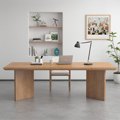 Groove Interior Burlywood Rectangular Solid Wood desk - ShopStyle