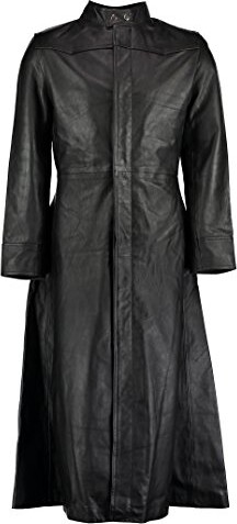 MyLeather Neo Matrix Black Gothic Style Men's Long Leather Coat (2XL ...
