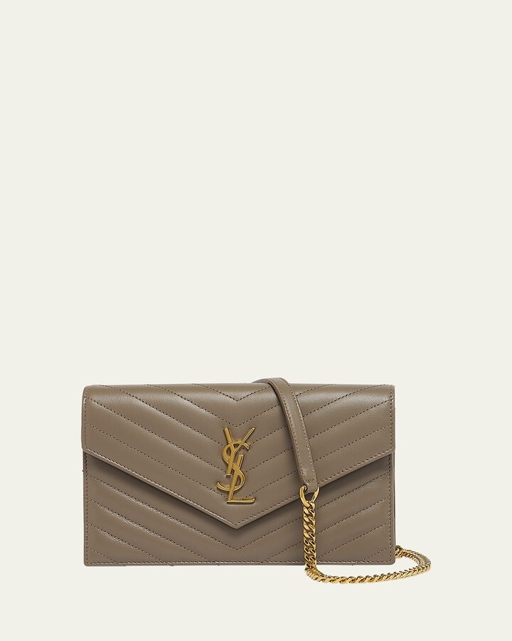 Saint Laurent Small Wallet on Chain in Quilted Leather - ShopStyle
