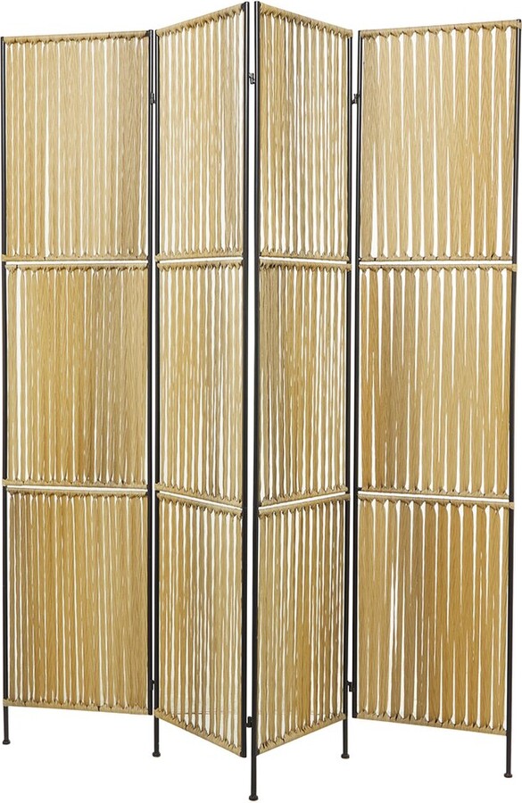 The Novogratz Light Brown Bamboo Handmade Hinged Foldable Partition 4 ...