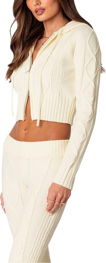 Edikted Ray Cable Knit Hooded Cardigan - ShopStyle