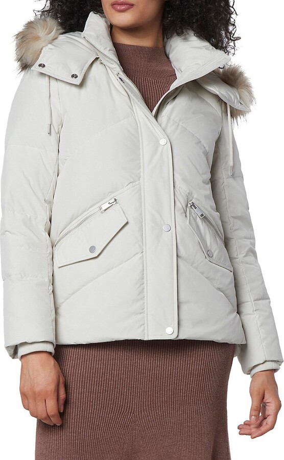 Andrew Marc Daphne Faux Fur Chevron Quilted Down Jacket - ShopStyle