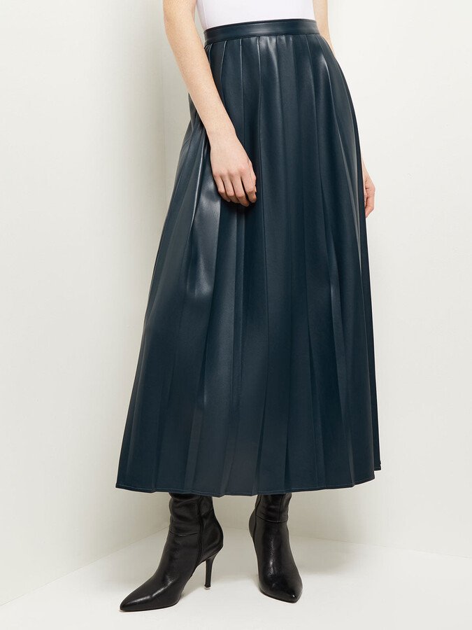 Misook Pleated Vegan Leather Maxi Skirt - ShopStyle