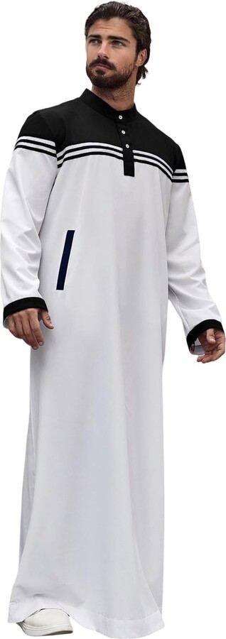 Foweknow Muslim Dresses Men's Prayer Clothing for Men Muslim Kaftan ...