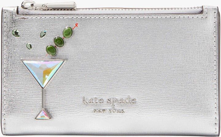 Kate Spade Shaken Not Stirred Embellished Metallic Small Slim Bifold ...