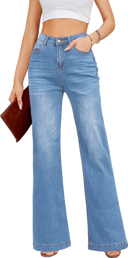 Qazel Vorrlon Wide Leg Jeans High Waisted Flare Baggy Jeans for Women ...