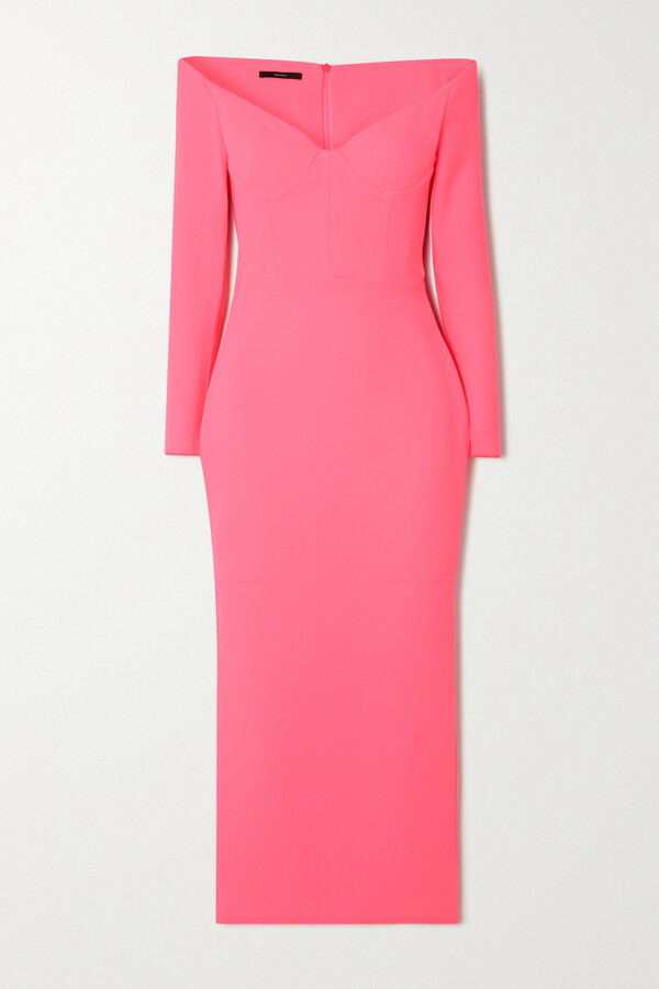 Alex Perry Deryn Off-the-shoulder Stretch-crepe Midi Dress - Pink ...