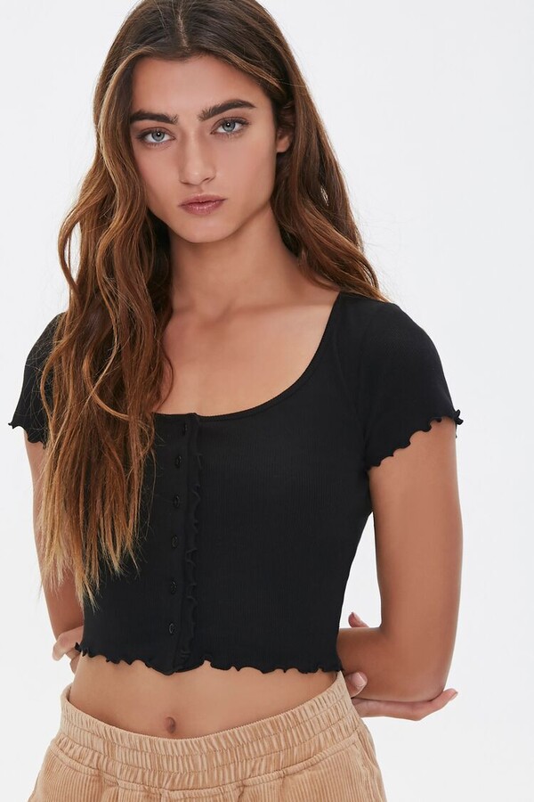 Forever 21 Ribbed Lettuce-Edge Top - ShopStyle