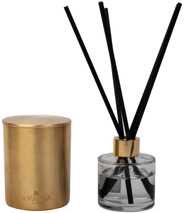 Luxury Candle & Diffuser Gift Set In Ignite - Oud & Geranium In Gold ...