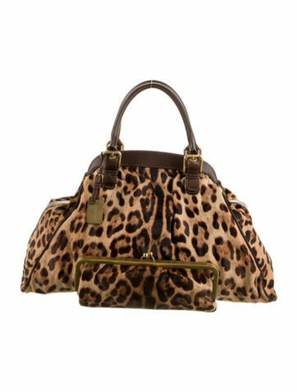 Dolce & Gabbana Leather-Trimmed Leopard Handle Bag Gold - ShopStyle