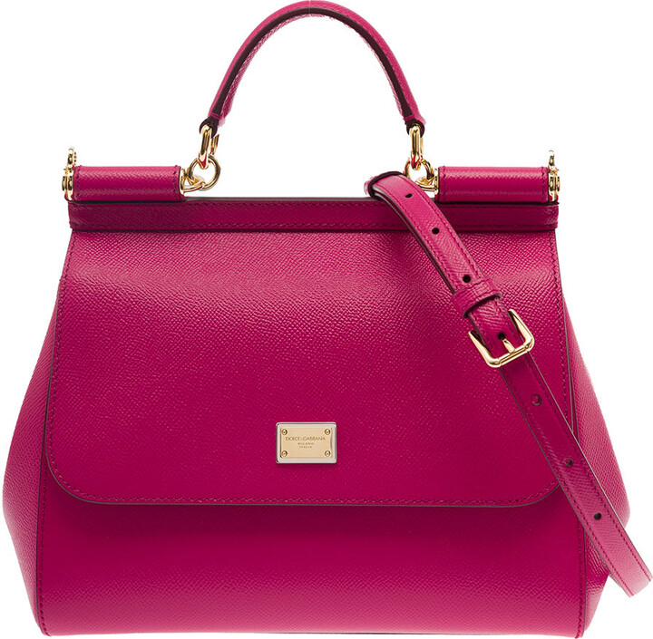 Dolce & Gabbana 'small Sicily' Fuchsia Handbag With Branded Galvanic ...