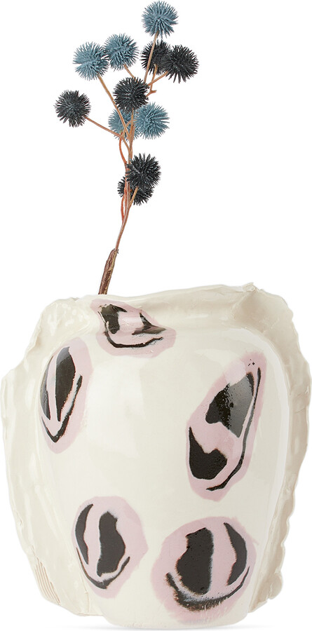 DUM KERAMIK Off-White & Purple Multi Medium Smiley Faces Vase - ShopStyle