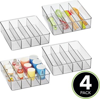 mDesign Divided Storage Containers - Clear Plastic Organizer Bins, 4 ...