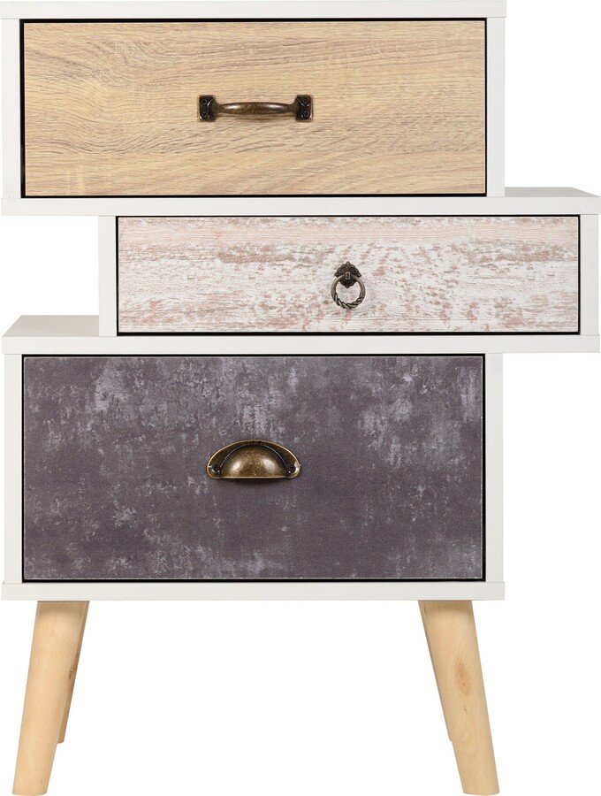 Dunelm Nordic 3 Drawer Bedside Table, Pine White - ShopStyle Chests