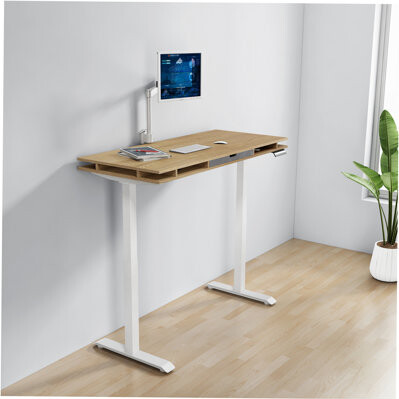 Inbox Zero Larnell Height Adjustable Computer Table Wood Lift table ...