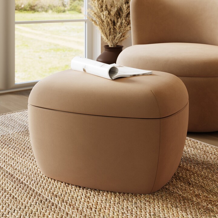Dunelm Modern Curves Velvet Storage Footstool Light Caramel - ShopStyle ...