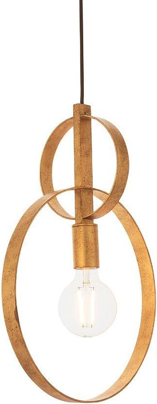 Loops Antique Gold Double Hoop Ceiling Pendant Light Fitting - Hammered ...