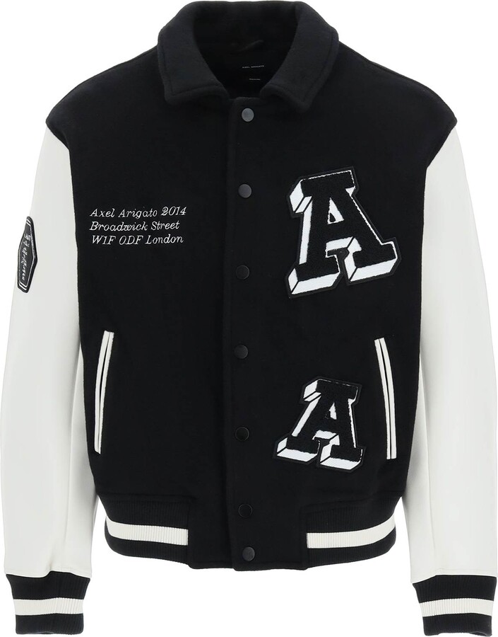 Axel Arigato 'illusion' Varsity Jacket With Faux Leather Sleeves ...