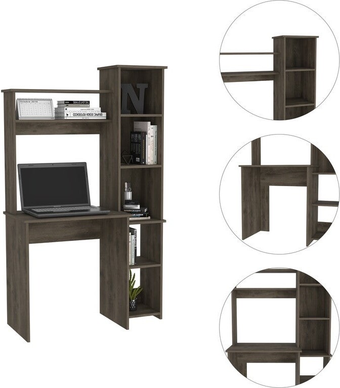 IGEMAN Writintg Desk with 2-Superior Shelves, Home Office Desks with 5 ...