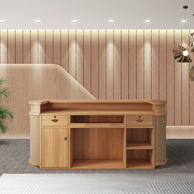 Millwood Pines Chalei Rectangular Laminate Reception Desk with Filing ...