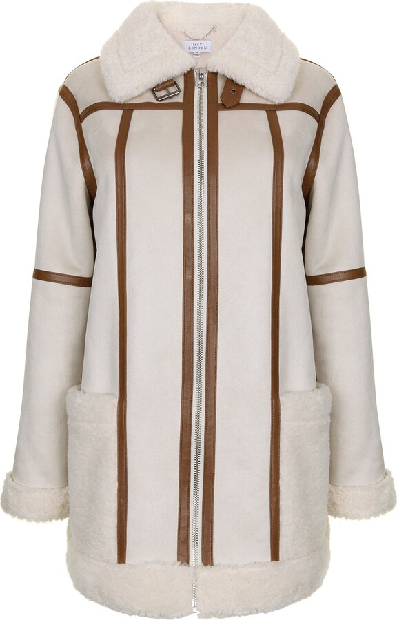 Issy London Alice Faux Shearling Coat Cream - ShopStyle
