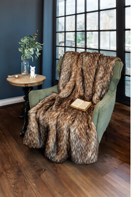 Thomas Collection Timberwolf Luxury Faux Fur Throw Blanket in Assorted ...