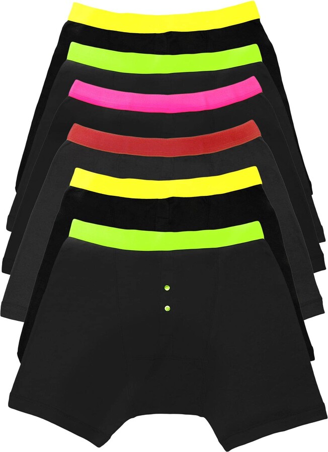 Sock Stack Mens Boxer Short Black Neon Waitsband Boxers Plain Cotton ...